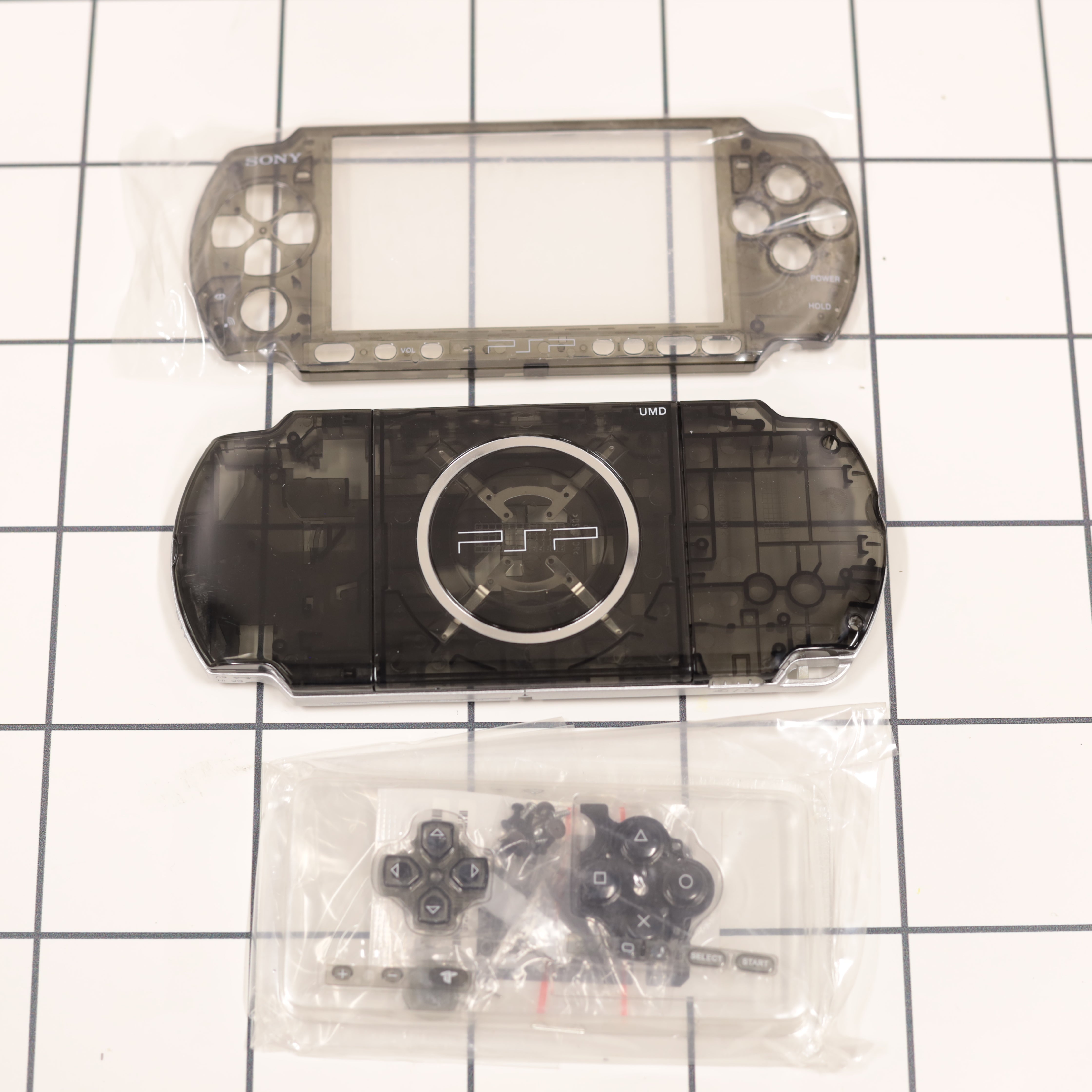 New PSP 3000 Black Clear Full Housing Shell Replacement Complete USA S ...